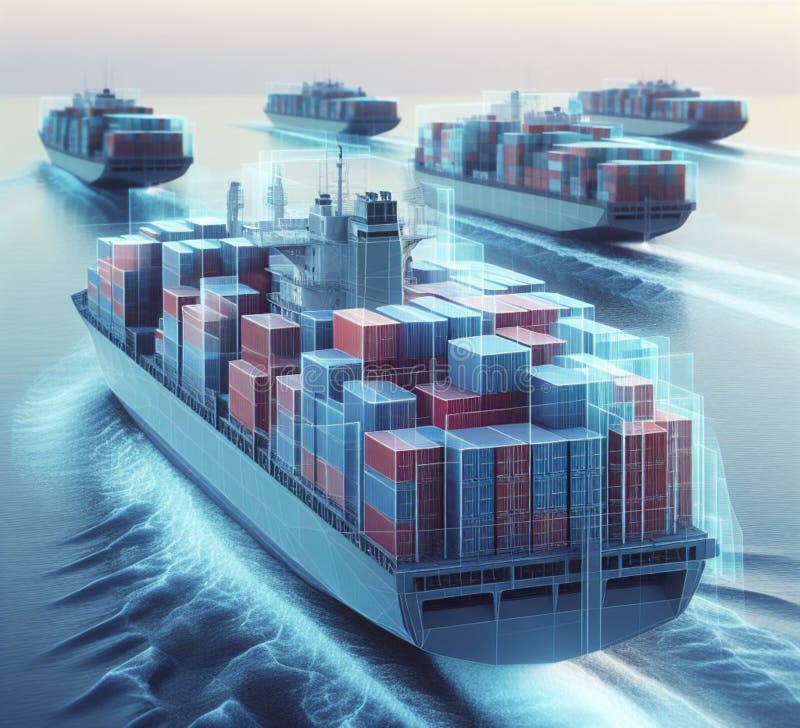 Stack Container Carho Ship Canal Port Freight Sea Computer Aid Service ...