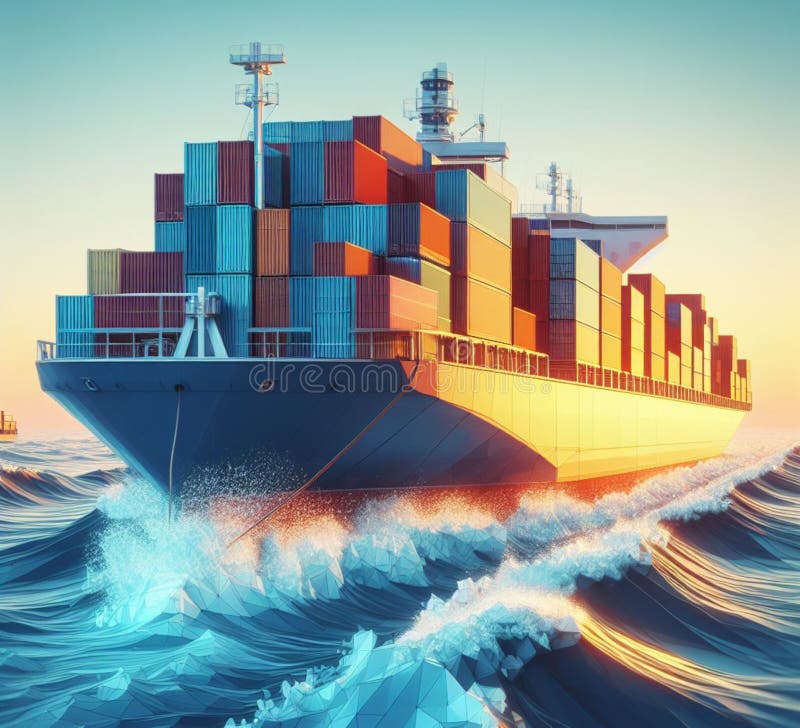 Stack Container Carho Ship Canal Port Freight Sea Computer Aid Service ...