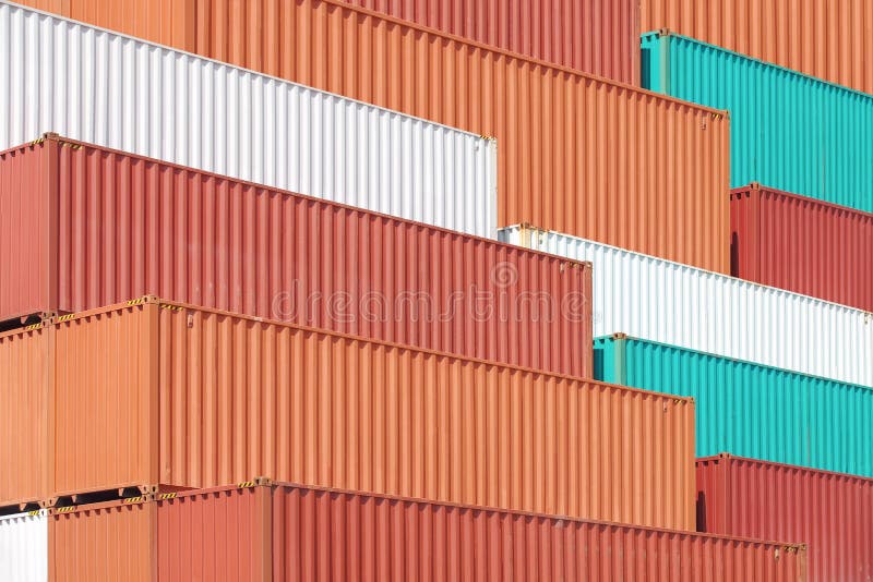 Stack of Container Shipping at Dockyard Stock Image - Image of modal ...