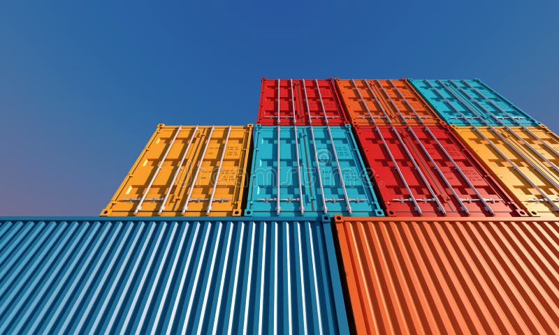Stack of Containers Box, Cargo Freight Ship for Import Export Bu Stock ...