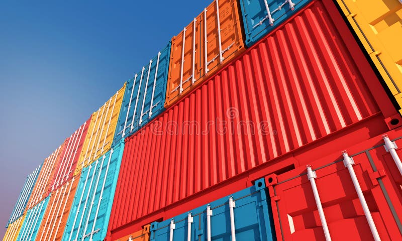 Stack of Containers Box, Cargo Freight Ship for Import Export Bu Stock ...