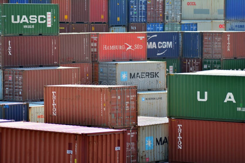 Stack of Containers Box, Cargo Freight Ship for Import Export Logistics ...