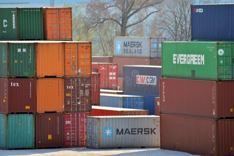 Stack of Containers Box, Cargo Freight Ship for Import Export Logistics ...