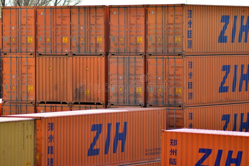 Stack of Containers Box, Cargo Freight Ship for Import Export Logistics ...