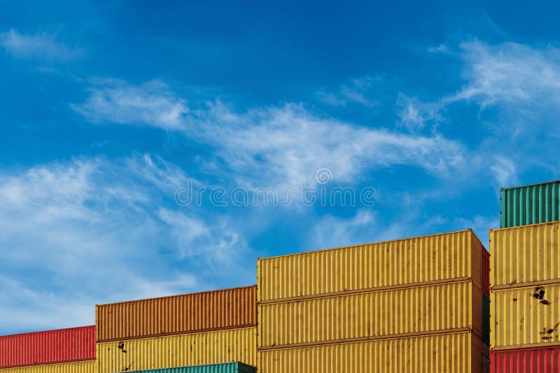 Stack of Containers Box, Cargo Freight Ship for Import Export Logistics ...