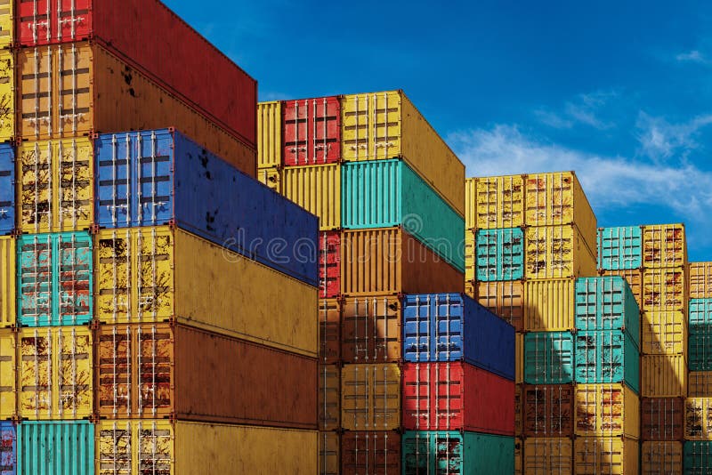 Stack of Containers Box, Cargo Freight Ship for Import Export Logistics ...