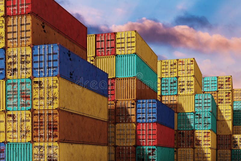 Stack of Containers Box, Cargo Freight Ship for Import Export Logistics ...