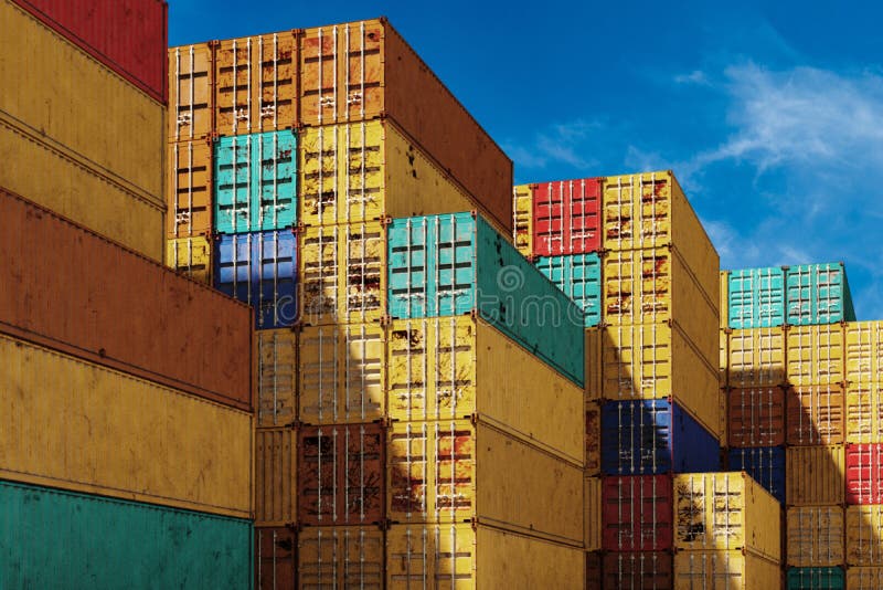 Stack of Containers Box, Cargo Freight Ship for Import Export Logistics ...