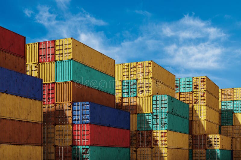 Stack of Containers Box, Cargo Freight Ship for Import Export Logistics ...