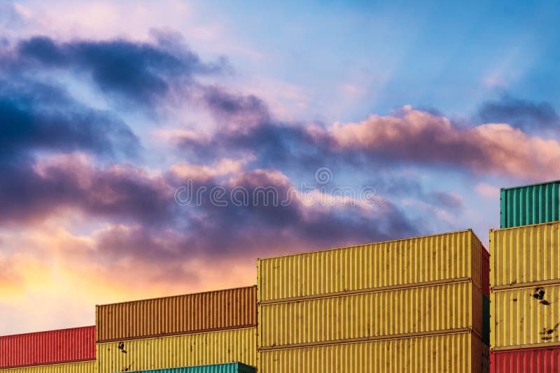 Stack of Containers Box, Cargo Freight Ship for Import Export Logistics ...