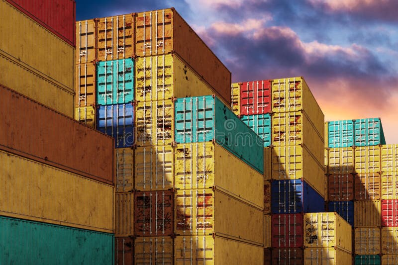 Stack of Containers Box, Cargo Freight Ship for Import Export Logistics ...