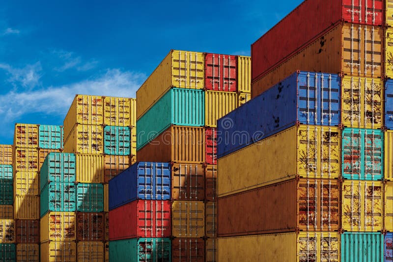 Stack of Containers Box, Cargo Freight Ship for Import Export Logistics ...
