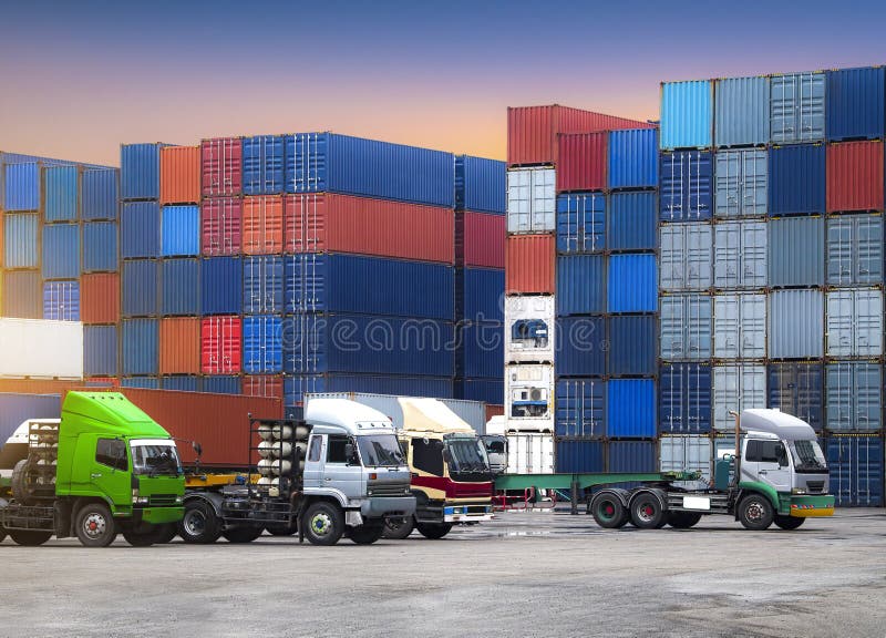 Stack of Containers Box from Cargo Freight Ship for Import-export Stock ...