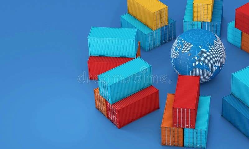 Stack of Containers Box, Worldwide of Import Export Business Stock ...