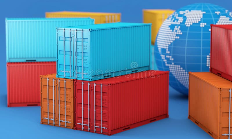 Stack of Containers Box, Worldwide of Import Export Business Stock ...