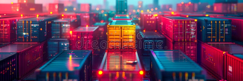 Stack of Containers Cargo Ship Import or Export in Harbor Port. Cargo ...