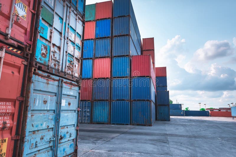 Stack of Containers Cargo Ship Import/Export in Harbor Port, Cargo ...