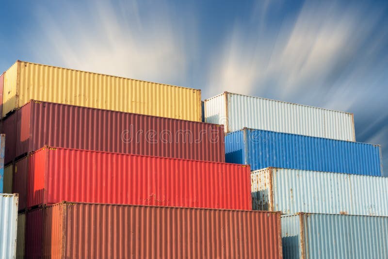 Stack of Containers Cargo Ship Import/Export in Harbor Port, Cargo ...