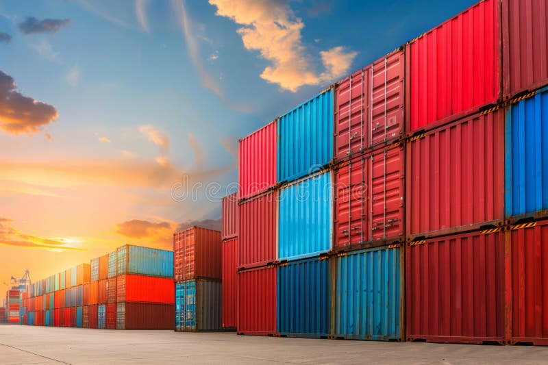 AI Generate Image of Stack of Containers Cargo Ship Import Export in ...