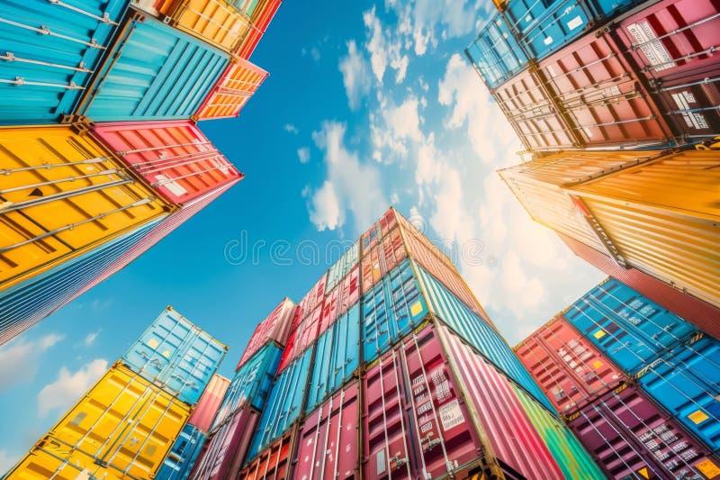 AI Generate Image of Stack of Containers Cargo Ship Import Export in ...