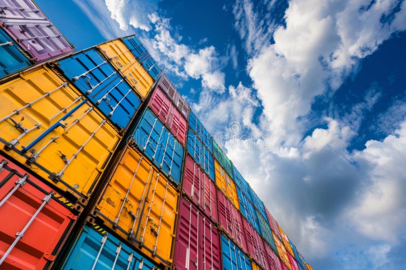 AI Generate Image of Stack of Containers Cargo Ship Import Export in ...