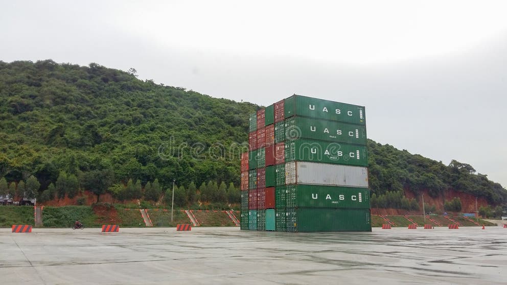 Stack of containers editorial stock image. Image of load - 68381094