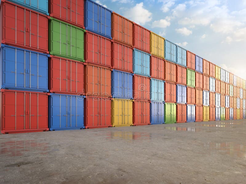 Stack of Containers at Container Port Stock Illustration - Illustration ... Stack of Containers at Container Port Stock Illustration - Illustration ...