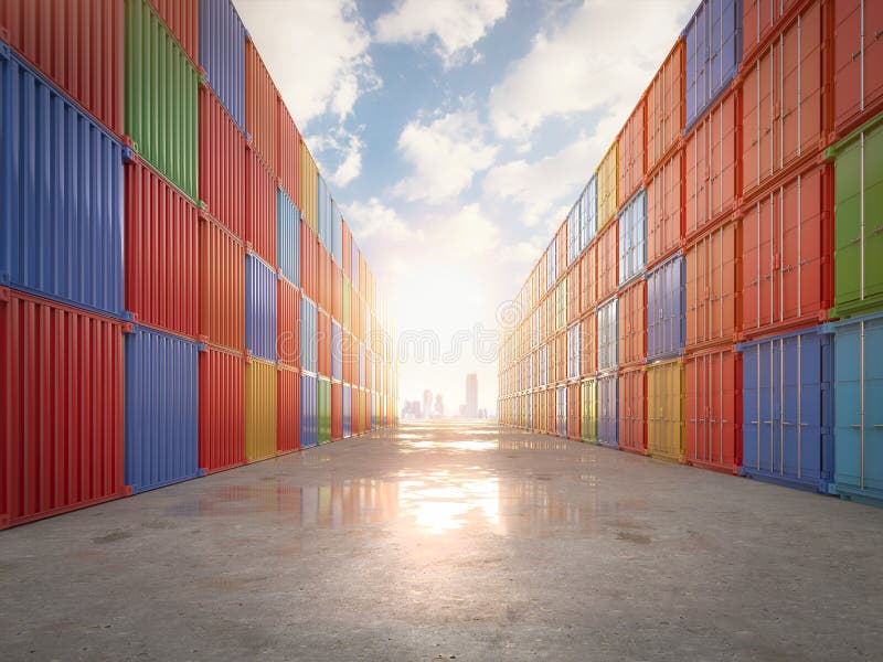 Stack of Containers at Container Port Stock Illustration - Illustration ... Stack of Containers at Container Port Stock Illustration - Illustration ...