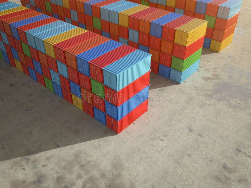 Stack of Containers at Container Port Stock Illustration - Illustration ... Stack of Containers at Container Port Stock Illustration - Illustration ...