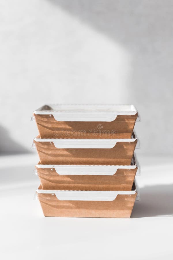 Stack of Containers with daily Food Ration. Delivery from Restaurant ...