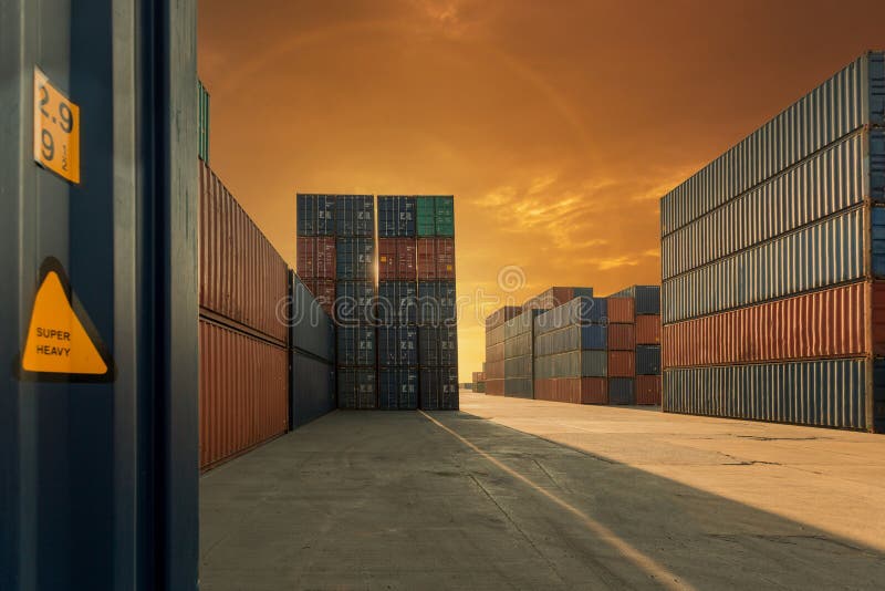 Stack of Containers in a Harbor. Shipping Containers Stacked on Cargo ...