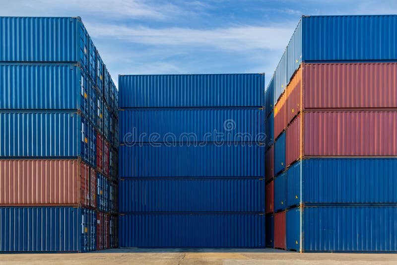 Stack of Containers in a Harbor. Shipping Containers Stacked on Cargo ... Stack of Containers in a Harbor. Shipping Containers Stacked on Cargo ...
