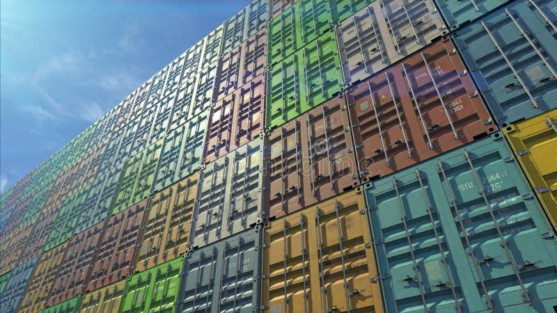Stack of Containers in a Harbor, Shipping at Dockyard, Logistic Import ...