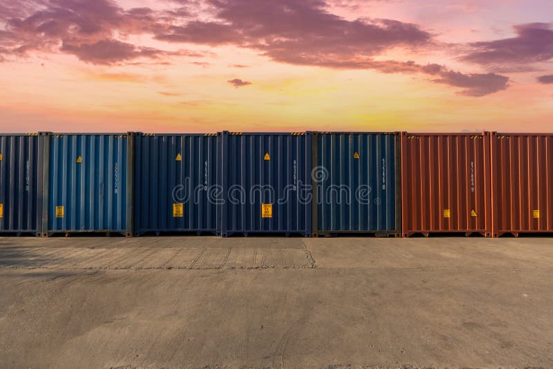 Stack of Containers in a Harbor. Shipping Containers Stacked on Cargo ...