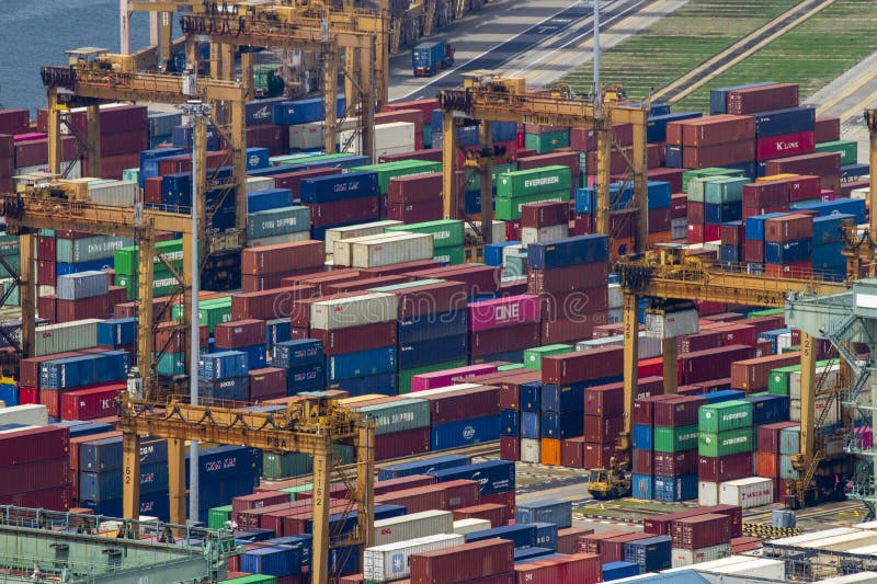 Stack of Containers in Keppel Harbour, Singapore. Editorial Stock Image ...
