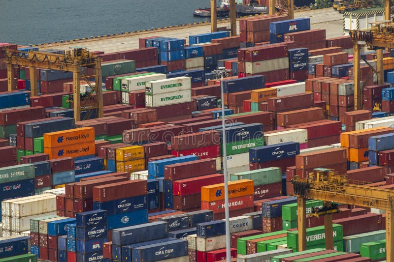 Stack of Containers in Keppel Harbour, Singapore. Editorial Stock Image ...