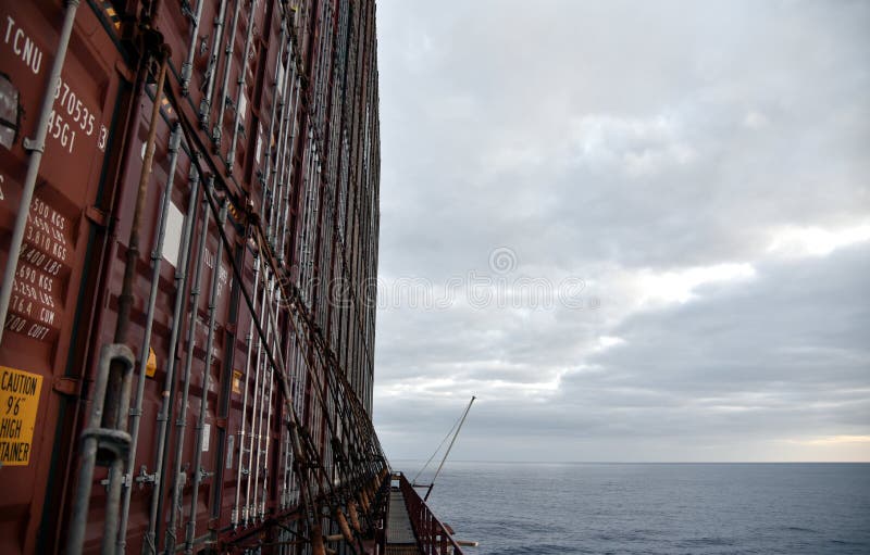 Stack of the Containers Loaded on the Cargo Ship. Editorial Image ...