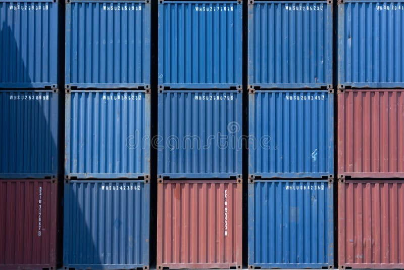 Containers in Port with Handler Stock Photo - Image of lifter, stack ...