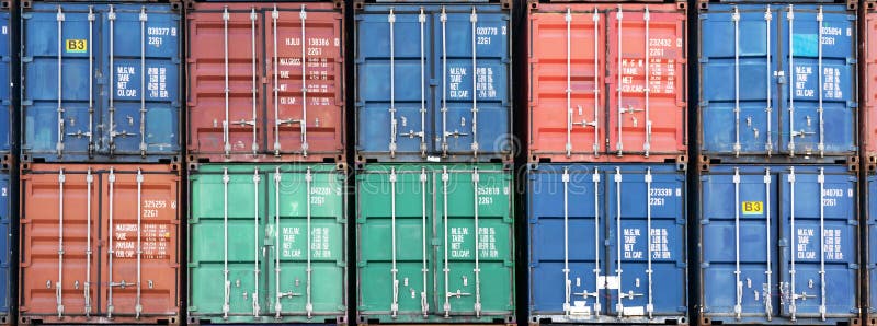 Stack of Containers at a Port Stock Photo - Image of metal, blue: 257969272