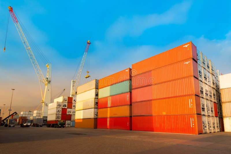 Stack of Containers Cargo Ship in a Port, Nautical Transport ...