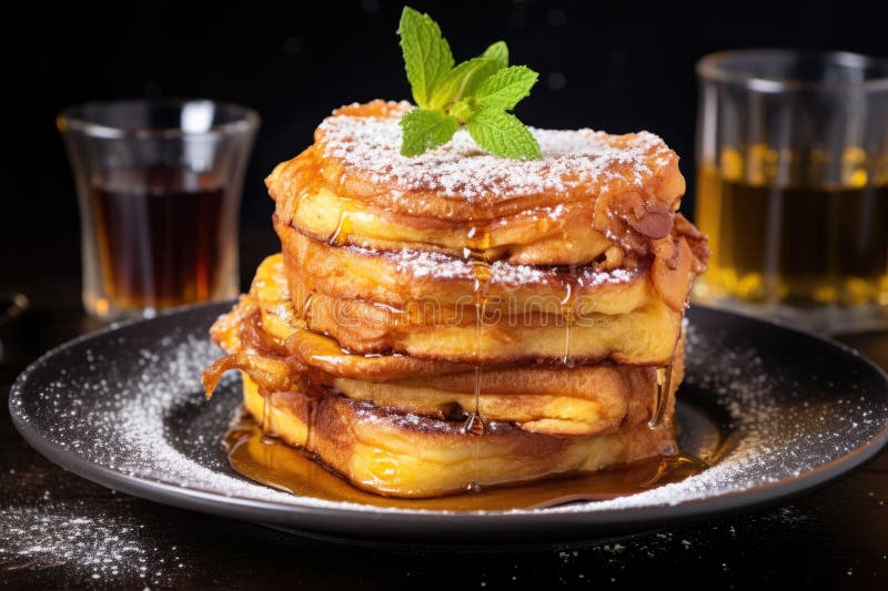 Stack of Cooked French Toast on a Plate Stock Illustration ...