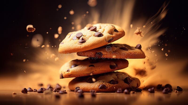 Dreamlike Chocolate Chip Cookies with Playful Imagery Stock ...