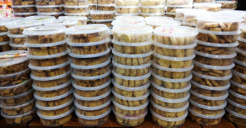 Stack of Cookies Containers Stock Image - Image of bakery, container ...