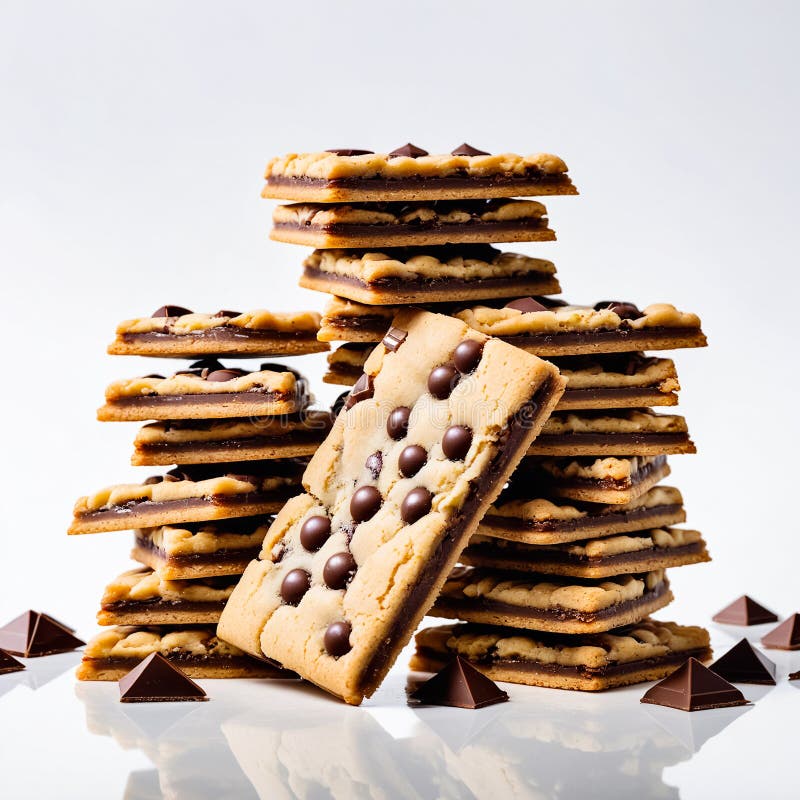 A Stack of Cookies with Chocolate. Generative AI Stock Illustration ...