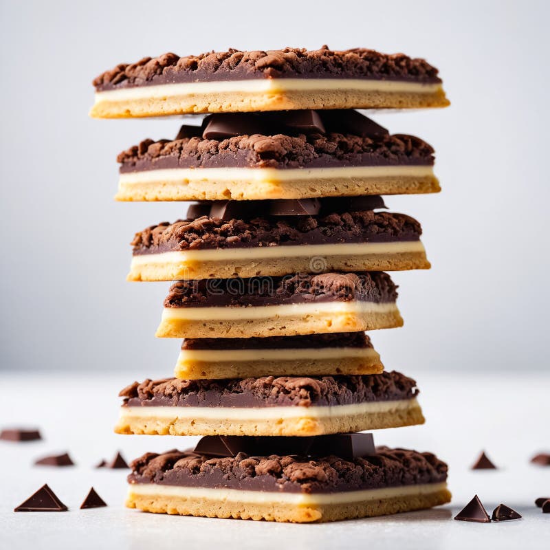 A Stack of Cookies with Chocolate. Generative AI Stock Illustration ...