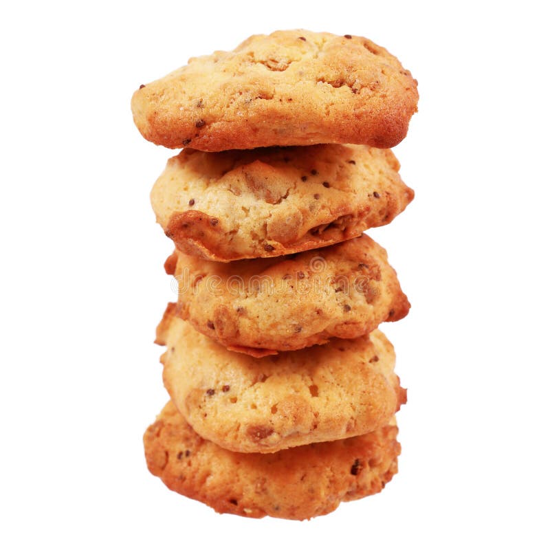 Stack of Cookies Isolated on White Stock Photo - Image of food ...
