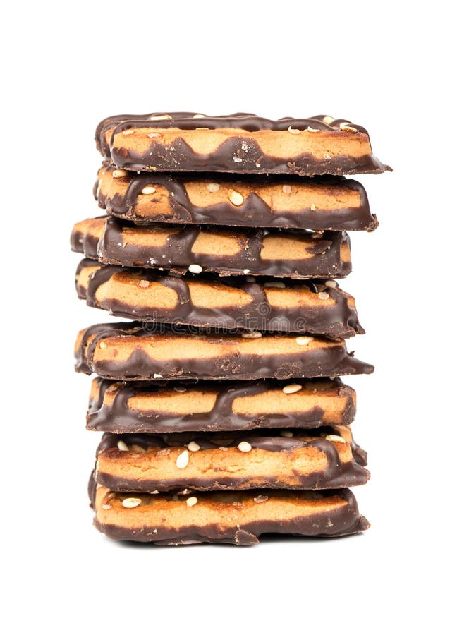 Stack Cookies Poured Chocolate Stock Photo - Image of breakfast ...