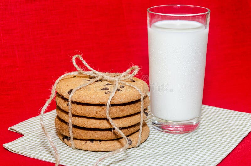 Stack of Cookies with Rope Connected Glass Milk Stock Photo - Image of ...