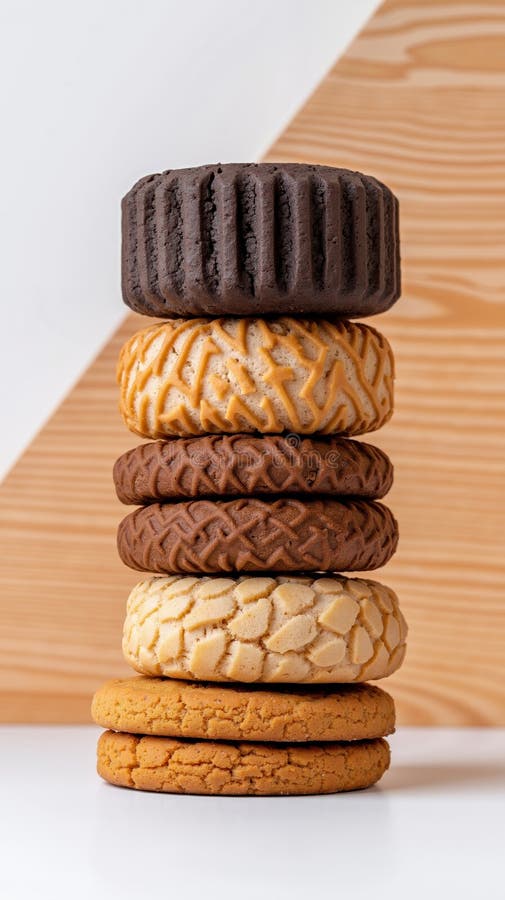 A Stack of Cookies Sitting on Top of Each Other on a Table Stock Photo ...