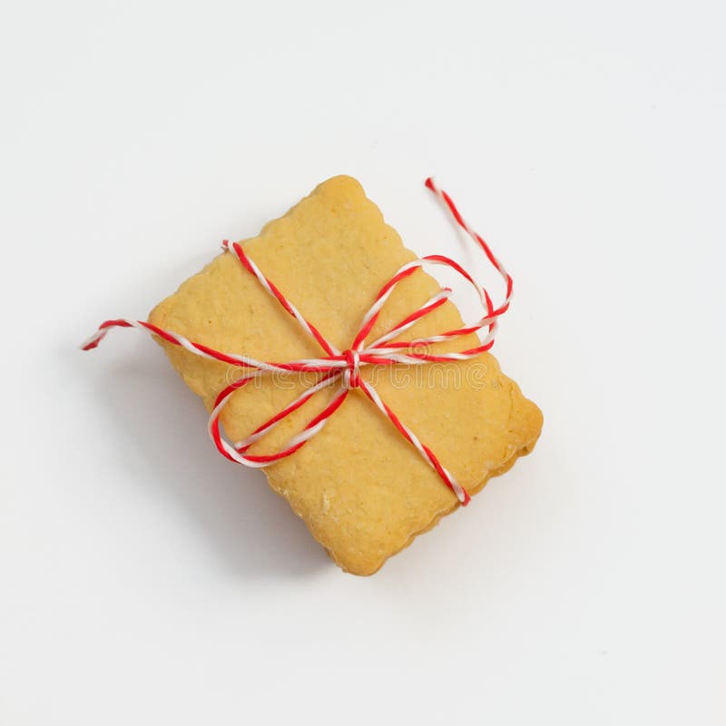 A Stack of Cookies Tied with a Red-white Ribbon, Close-up Stock Photo ...